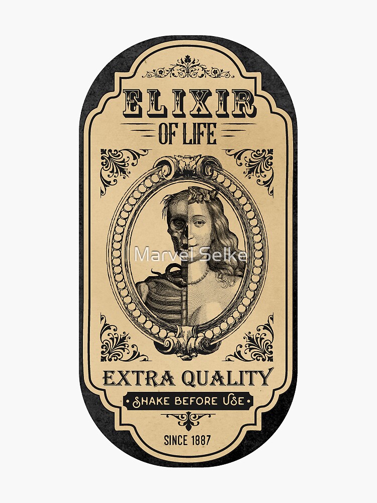 "Elixir of Life Apothecary Label" Sticker for Sale by treehuggerz ...