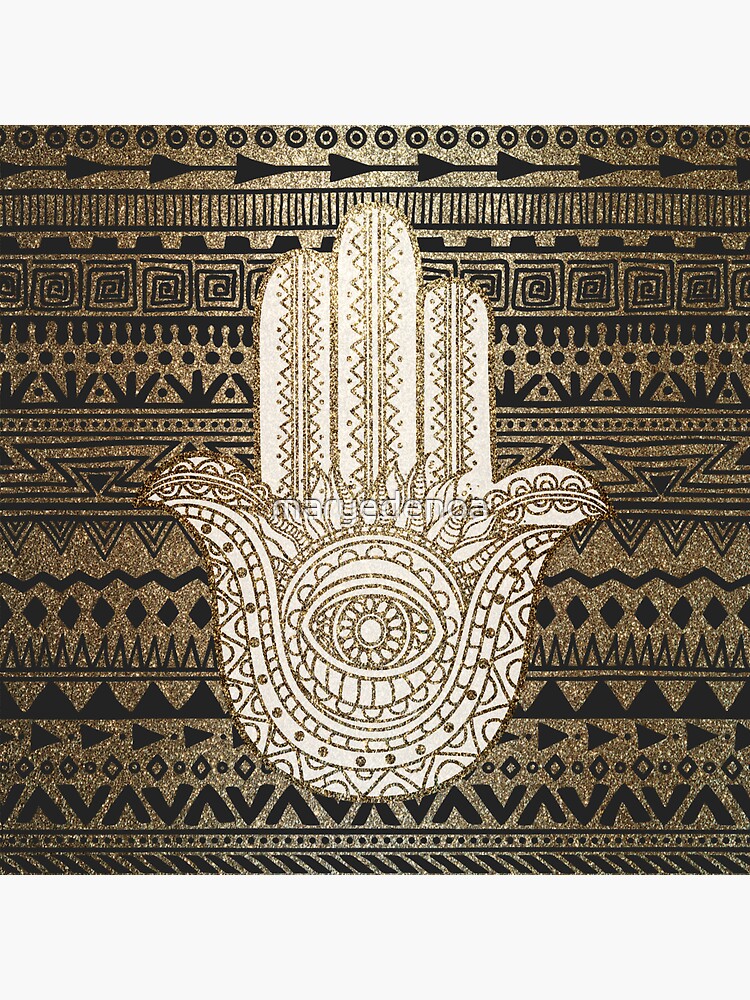 "Native Pattern Golden Hamsa Hand" Sticker for Sale by maryedenoa ...