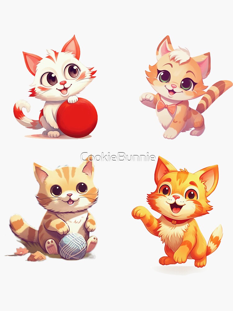 "Adorable kittens Pack Sticker" Sticker for Sale by CookieBunnie ...