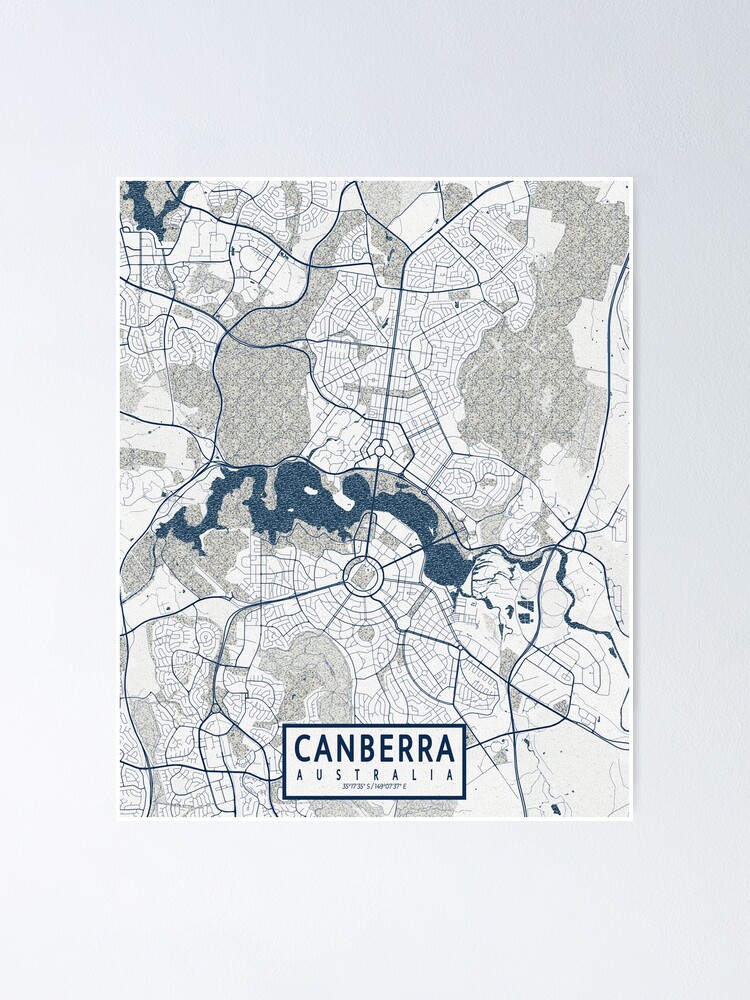 "Canberra City Map of Australia - Coastal" Poster for Sale by deMAP ...