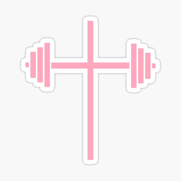 "Pink Barbell Weight Cross" Sticker for Sale by SunshineCafeCo | Redbubble