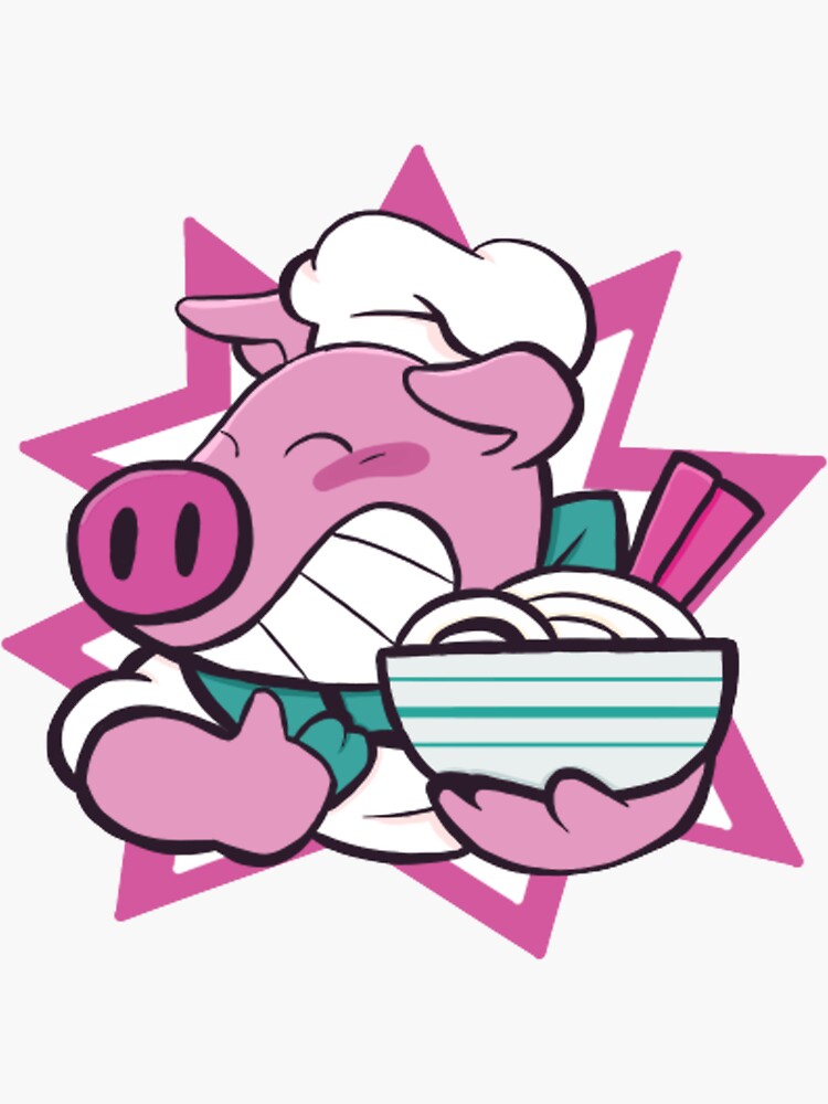 "pigsy's noodle shop logo (sticker)" Sticker for Sale by Vibeamphibian ...