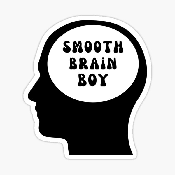 "Smooth Brain Boy - Black" Sticker for Sale by tinks-ts | Redbubble
