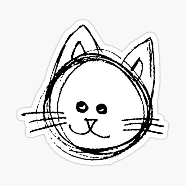 "Black and white Sketchy cat 4" Sticker for Sale by FrancesPoff | Redbubble