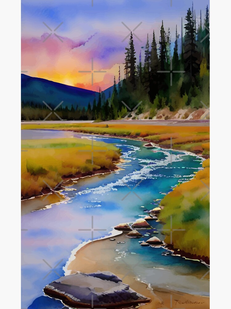 "Beautiful Scenery: stream" Sticker for Sale by muskitt | Redbubble