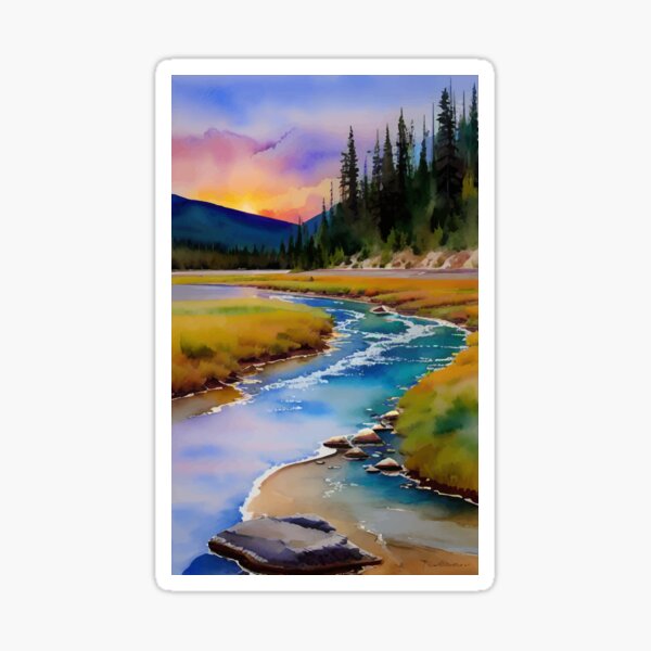 "Beautiful Scenery: stream" Sticker for Sale by muskitt | Redbubble