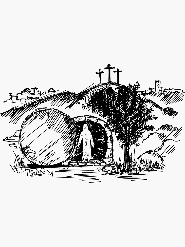 "Empty Tomb Scene With Jesus At Entrance: Inspirational Christian ...