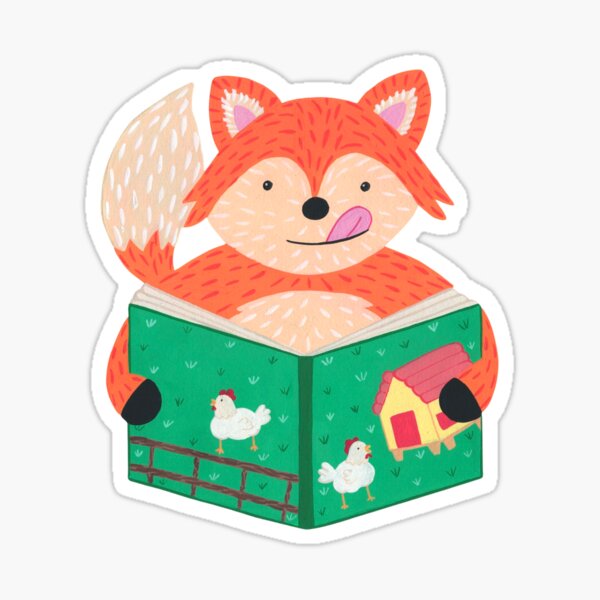 "Animals with books part 1 - Fox reading a recipe book" Sticker for ...