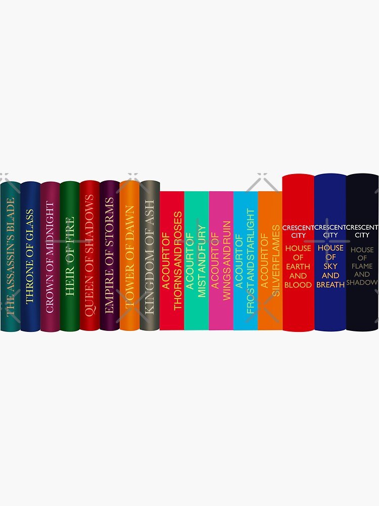 "SJM books spines" Sticker for Sale by bookishthorns | Redbubble