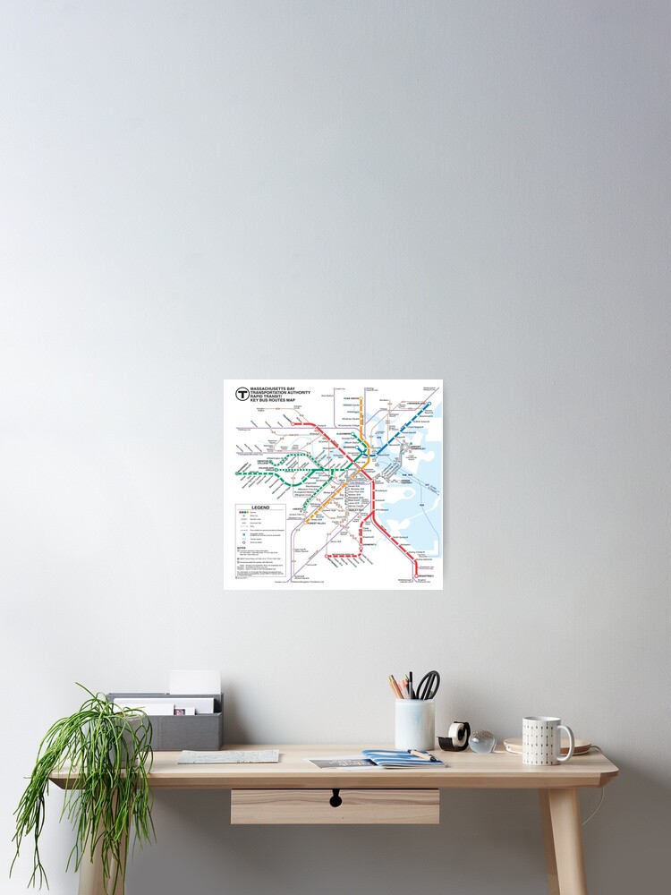 "MBTA Massachusetts Transit Map" Poster for Sale by Dakota Draper ...