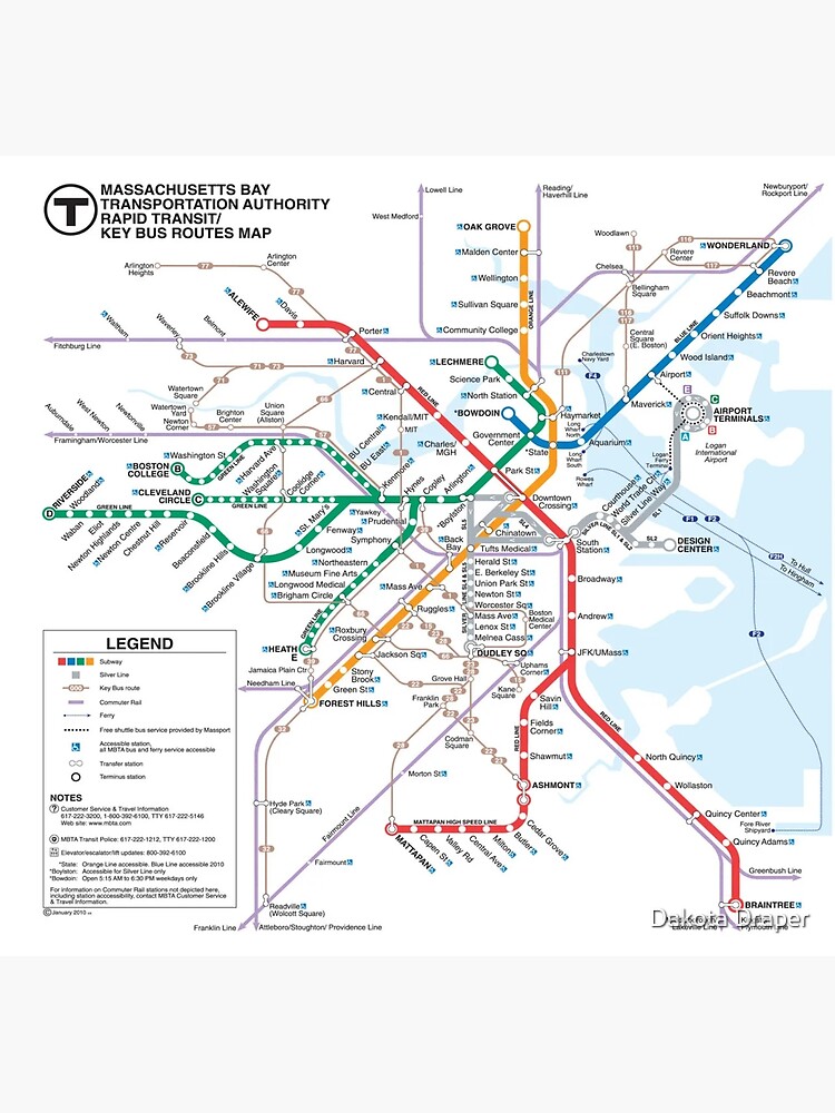 "MBTA Massachusetts Transit Map" Poster for Sale by Dakota Draper ...