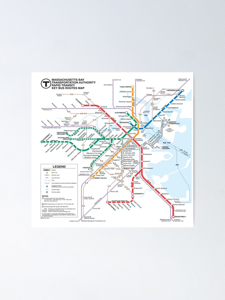 "MBTA Massachusetts Transit Map" Poster for Sale by Dakota Draper ...