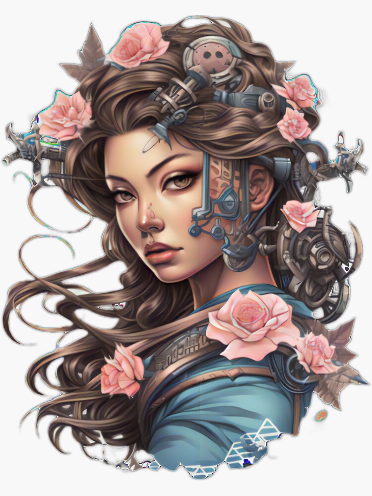 " Twisted Metal and Nature Female Android Warrior " Sticker for Sale by ...
