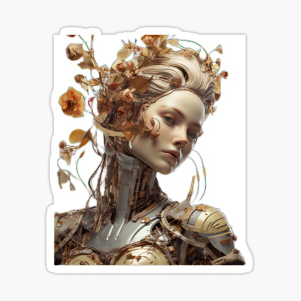 "Twisted Metal and Nature Female Android Warrior " Sticker for Sale by ...