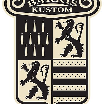 "Barris Kustom Crest Black and Beige " Sticker for Sale by brettbarris ...
