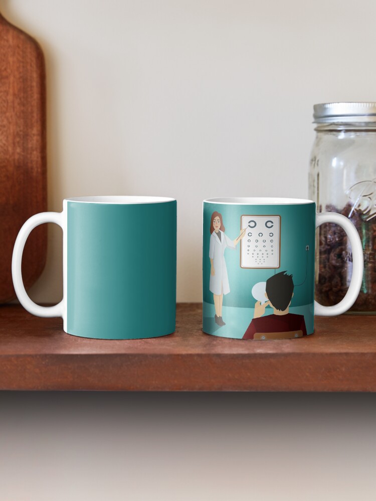 "Woman Ophthalmologist Examining Patient Using a Snellen Chart" Coffee ...