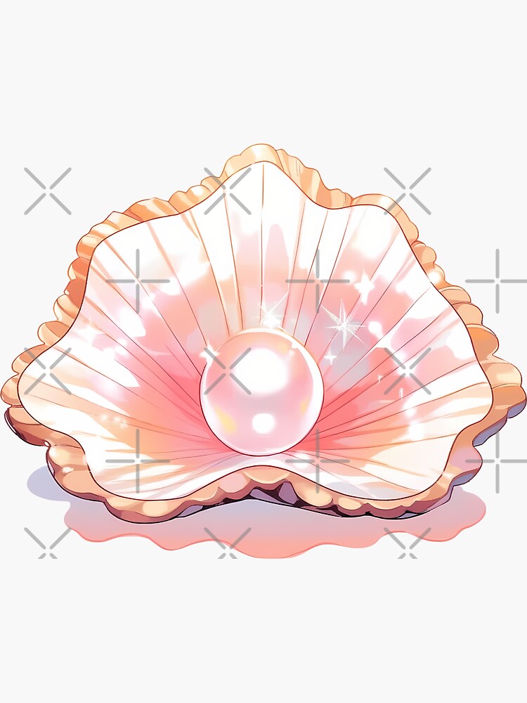 "Pink Shell With Pearl" Sticker for Sale by SweetClicks123 | Redbubble