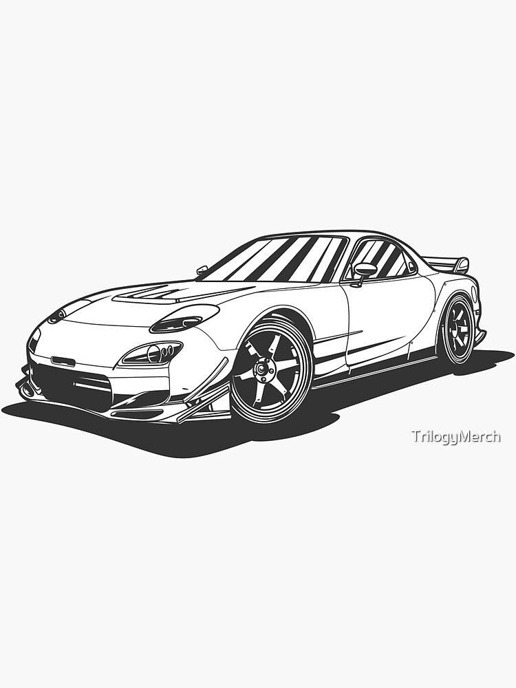 "MAZDA RX-7 FD LINE ART" Sticker for Sale by TrilogyMerch | Redbubble