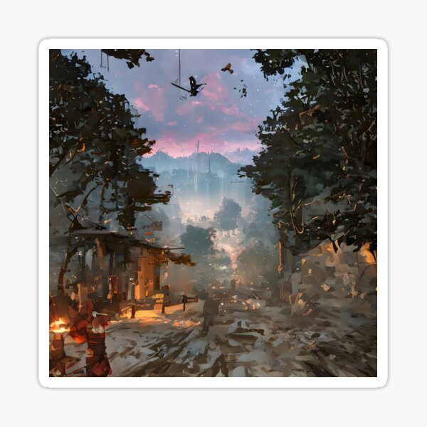 "A burning post-apocalyptic city at sunset" Sticker for Sale by ...