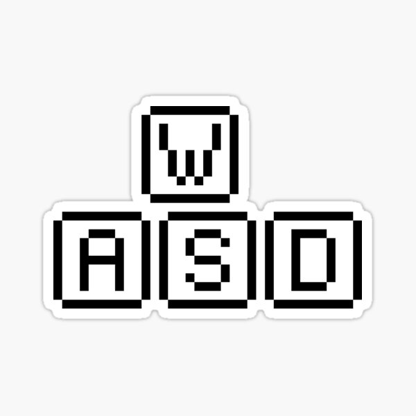 "WASD white and black outline" Sticker for Sale by calamansi | Redbubble