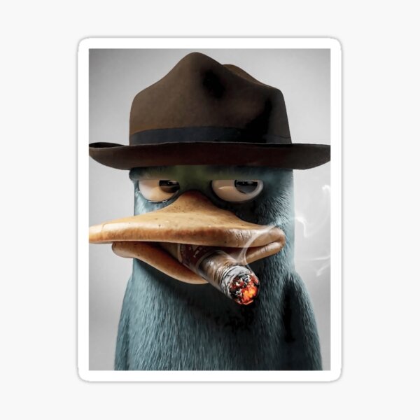 "Perry the platypus smoking a cigar meme t t" Sticker for Sale by ...