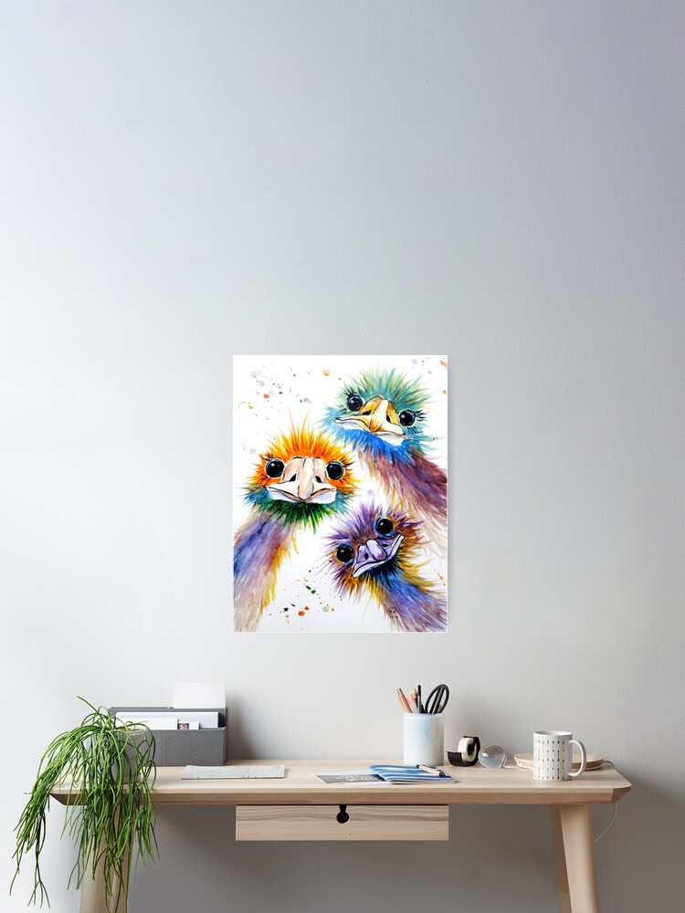 "Funky Emu Bird Trio" Poster for Sale by Marjansart | Redbubble