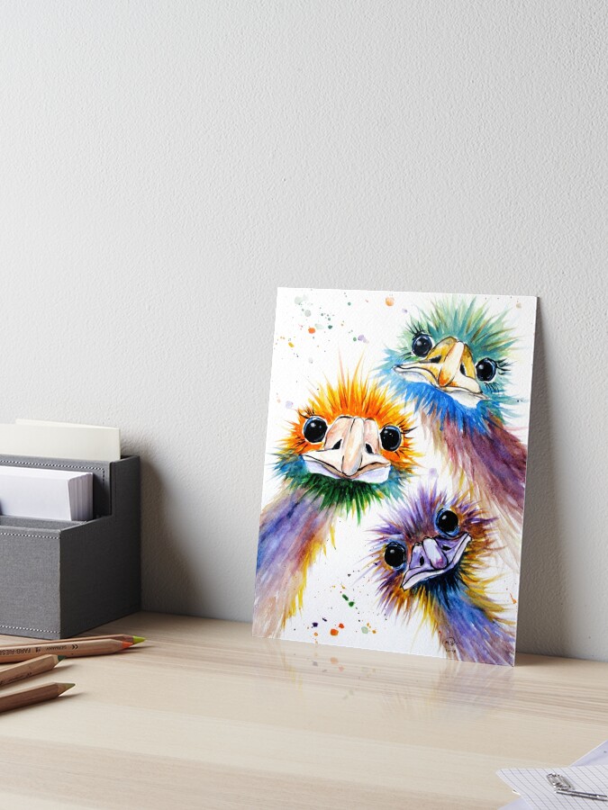 "Funky Emu Bird Trio" Art Board Print for Sale by Marjansart | Redbubble