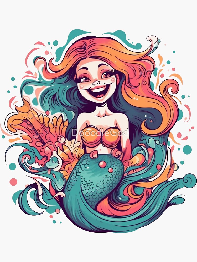 "Mermaid Moods Playfully Splash Onto Our Silly Design Tote" Sticker for ...