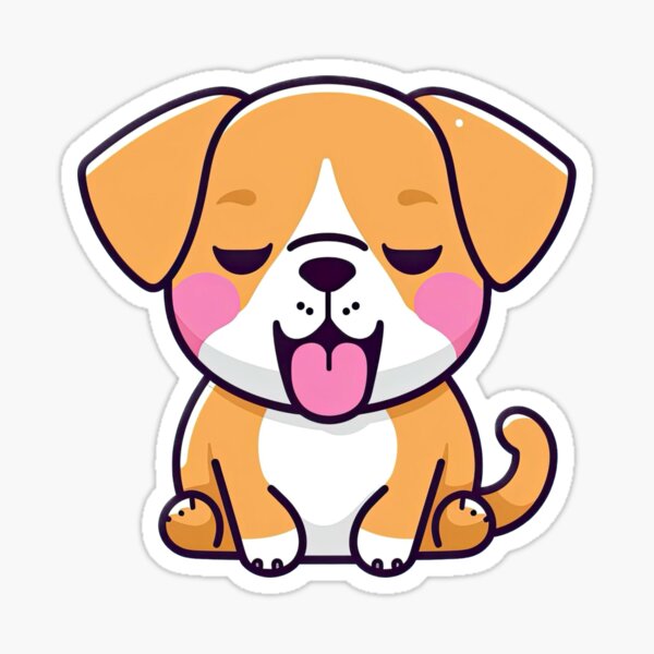 "Adorable Panting Cartoon Dog" Sticker for Sale by TheFullFantasy ...