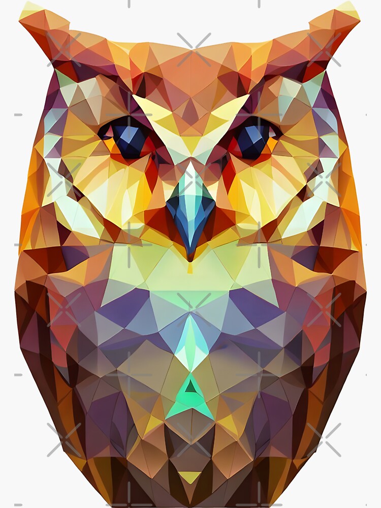"Fairytale owl polygon design" Sticker for Sale by ColorOfBirds | Redbubble