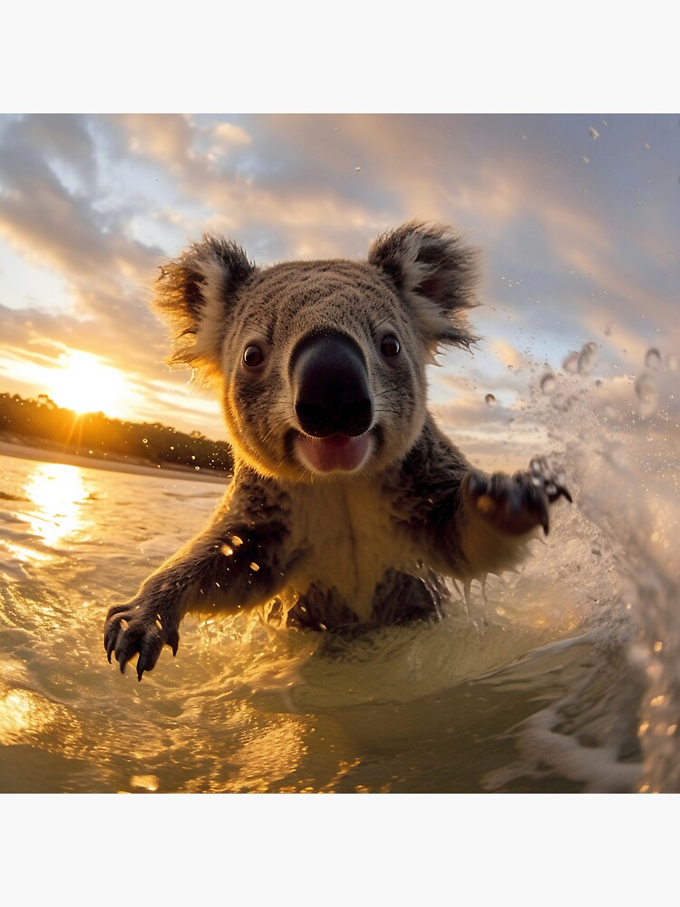 "Surfing Koala: Riding the Waves of Fun" Sticker for Sale by Brendon987 ...