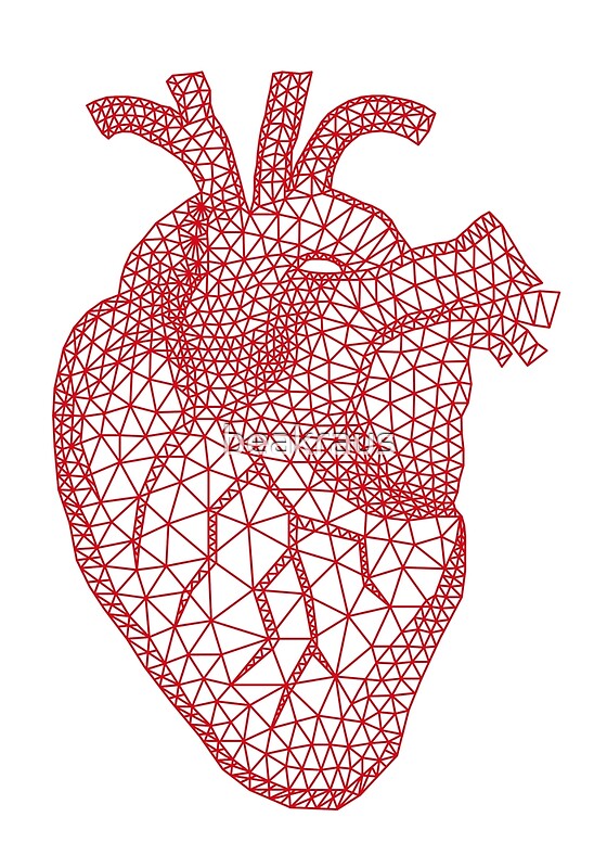 "red human heart with geometric mesh pattern" by beakraus | Redbubble
