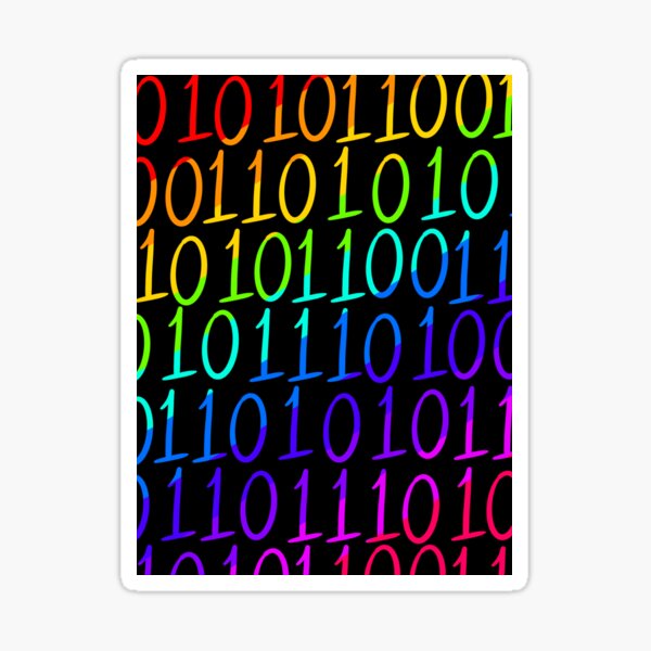 "Rainbow Binary Code" Sticker for Sale by SoftPatton | Redbubble