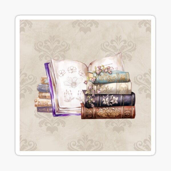"Cute vintage books" Sticker for Sale by Neranchara | Redbubble