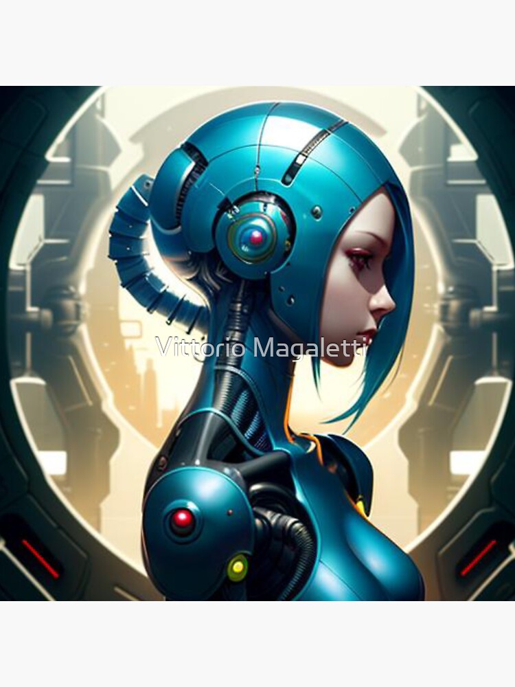 "A cute android girl deep in thought" Sticker for Sale by Vittorio ...