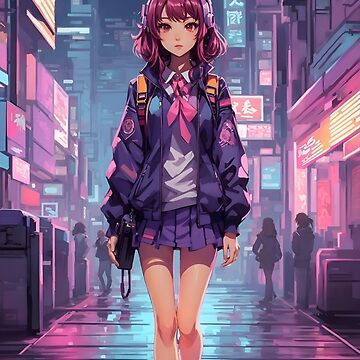 "Cyber Preppy Kawaii Anime Girl" Sticker for Sale by MindWave THC ...