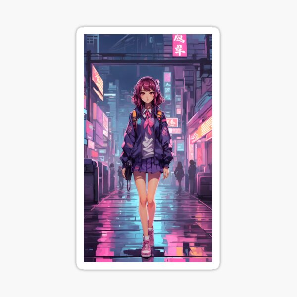 "Cyber Preppy Kawaii Anime Girl" Sticker for Sale by MindWave THC ...