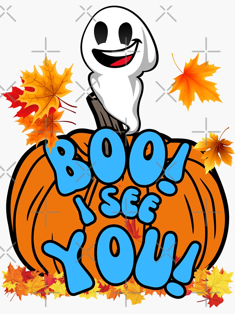 "Cute Fall Halloween ghost "Boo! I see You!" Sticker for Sale by Shean ...