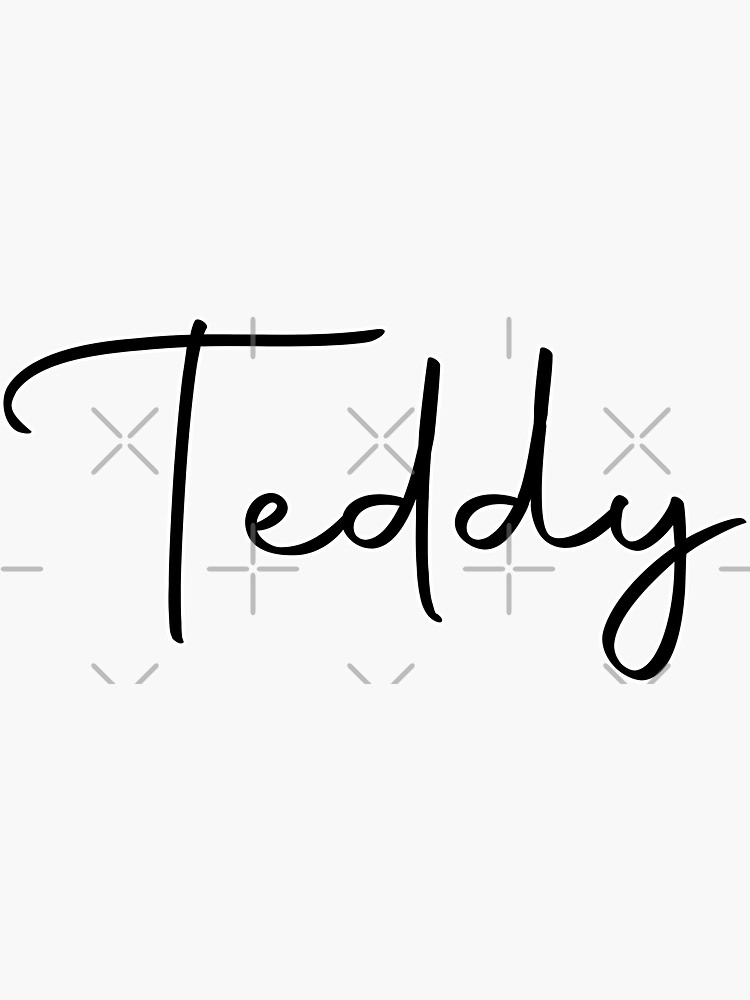 "Teddy Cursive Name Label" Sticker for Sale by NafilNafiz | Redbubble