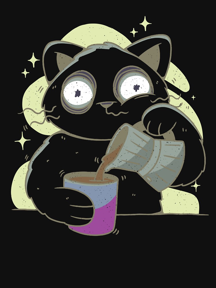 "Morning grouch cat with coffee addiction" Essential T-Shirtundefined ...