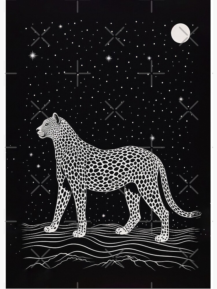 "Retro Vintage Night Cheetah & Constellation Design - Black & White ...