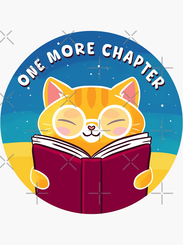 "One more chapter Cute ginger cat reading a book" Sticker for Sale by ...