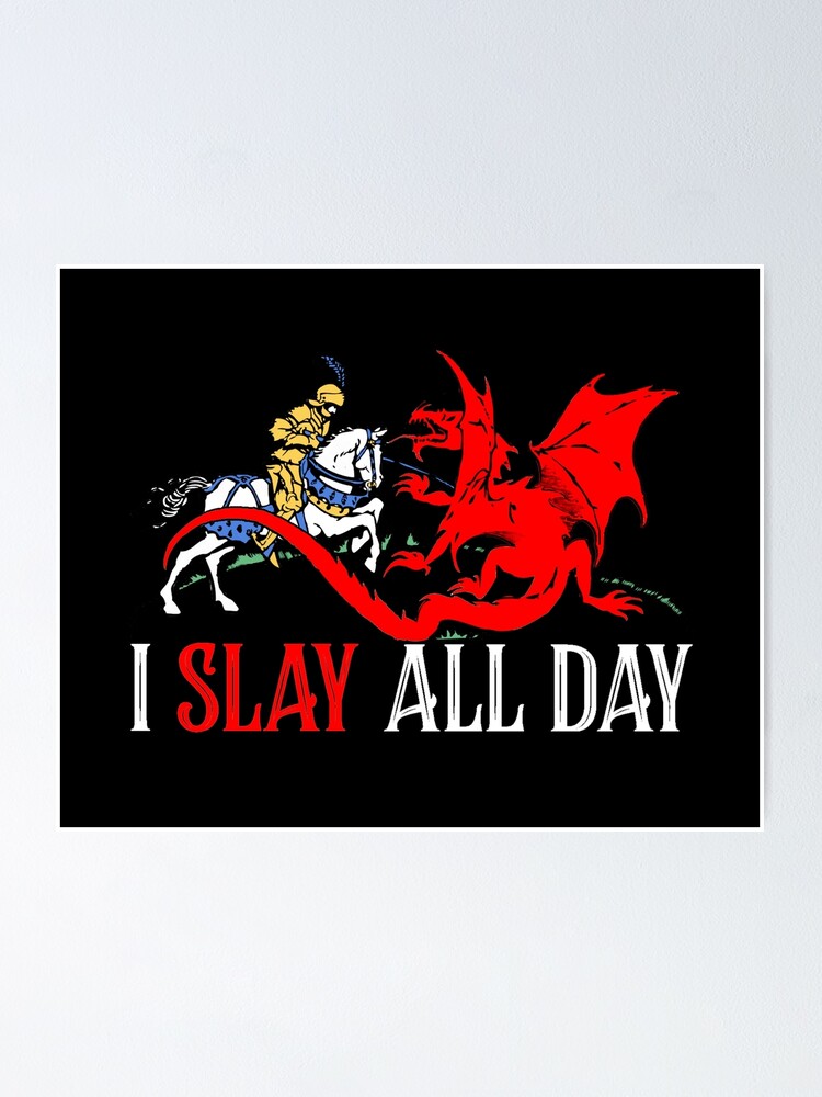 Póster «Slay All Day - Retro Knight and Dragon Design» de ...