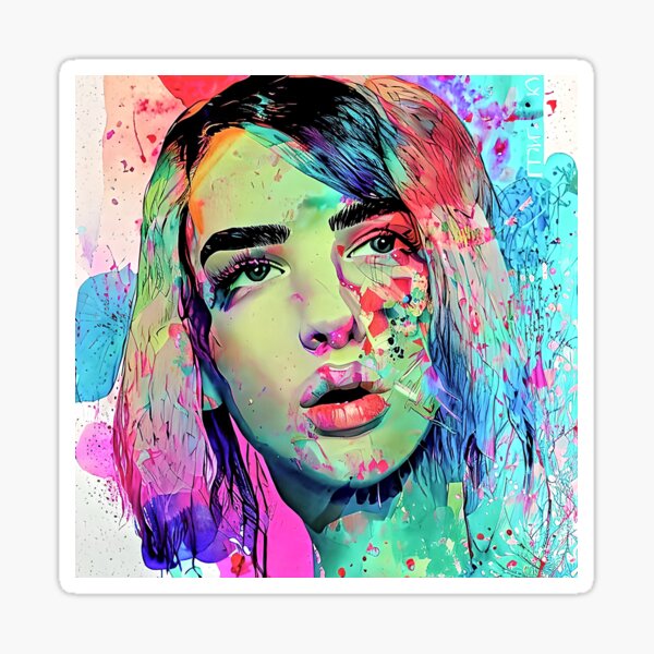 "colorful sketch of Dua Lipa " Sticker for Sale by bogfl | Redbubble