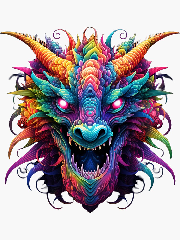 "Colorful and happy dragon head" Sticker for Sale by liana campbell ...
