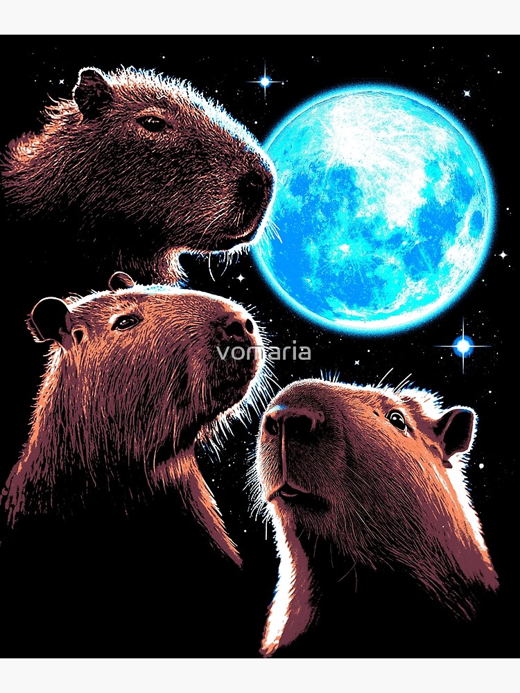 "Three Capybara Moon Funny Capybara Meme Mystical Capybara" Poster for ...