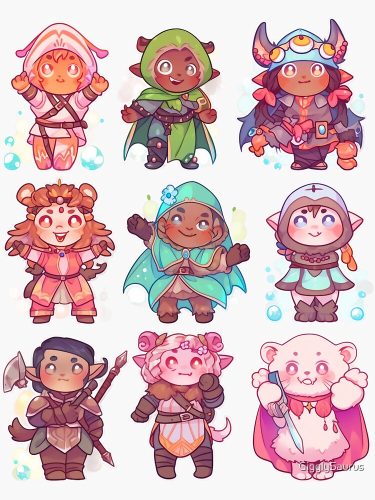 Sticker Mit Cute Kawaii Dnd Character Art Dnd Art For Dnd And Fantasy Fans Dungeons And