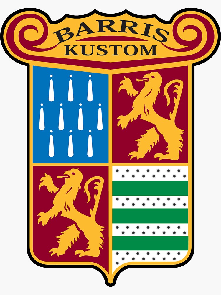 "Gold Barris Kustom Crest Black Border" Sticker for Sale by Barris ...