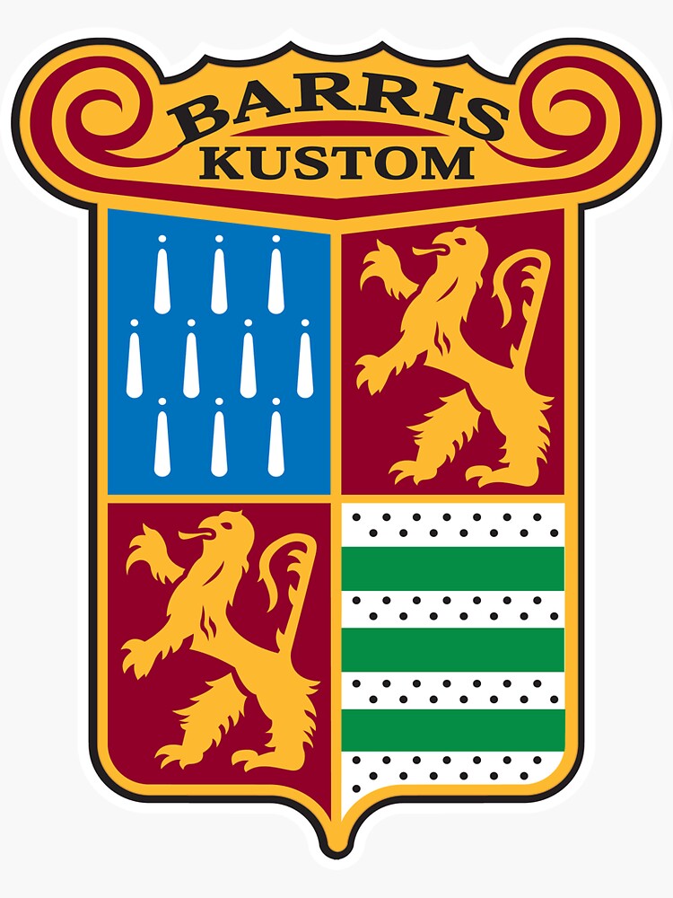 "Gold Barris Kustom Crest White Border" Sticker for Sale by brettbarris ...