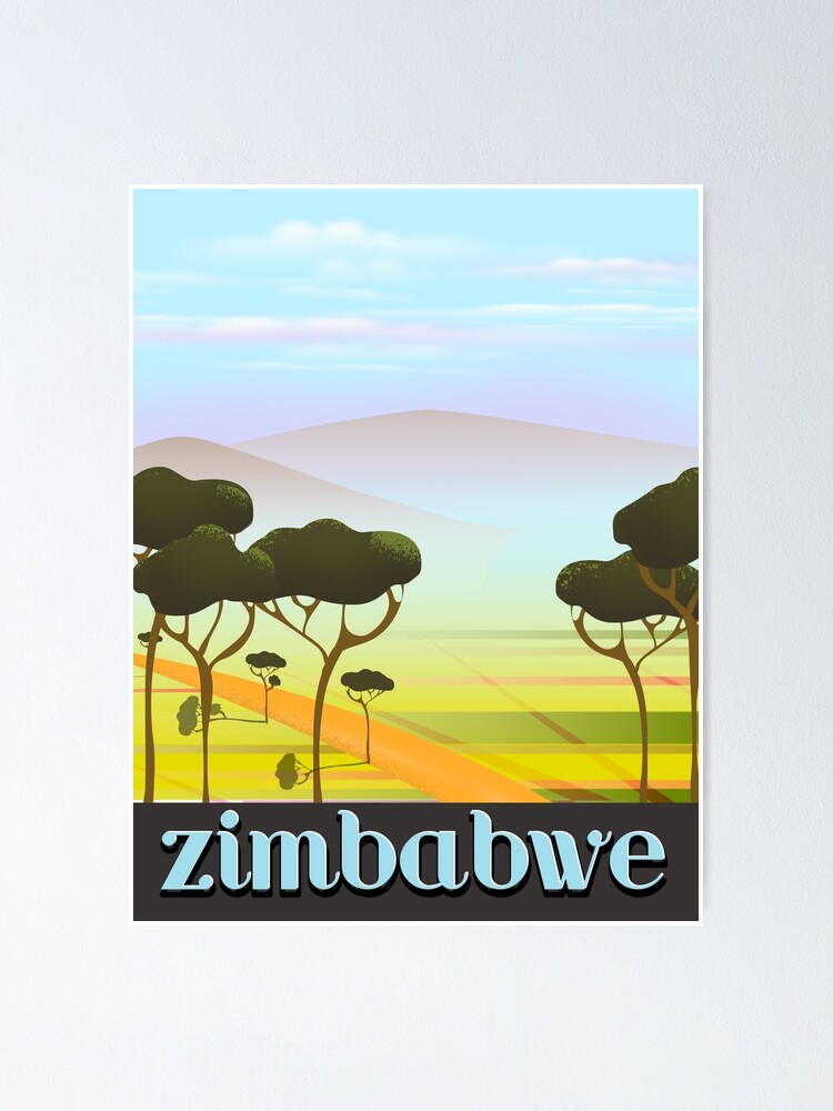"Zimbabwe vacation travel poster," Poster by vectorwebstore | Redbubble
